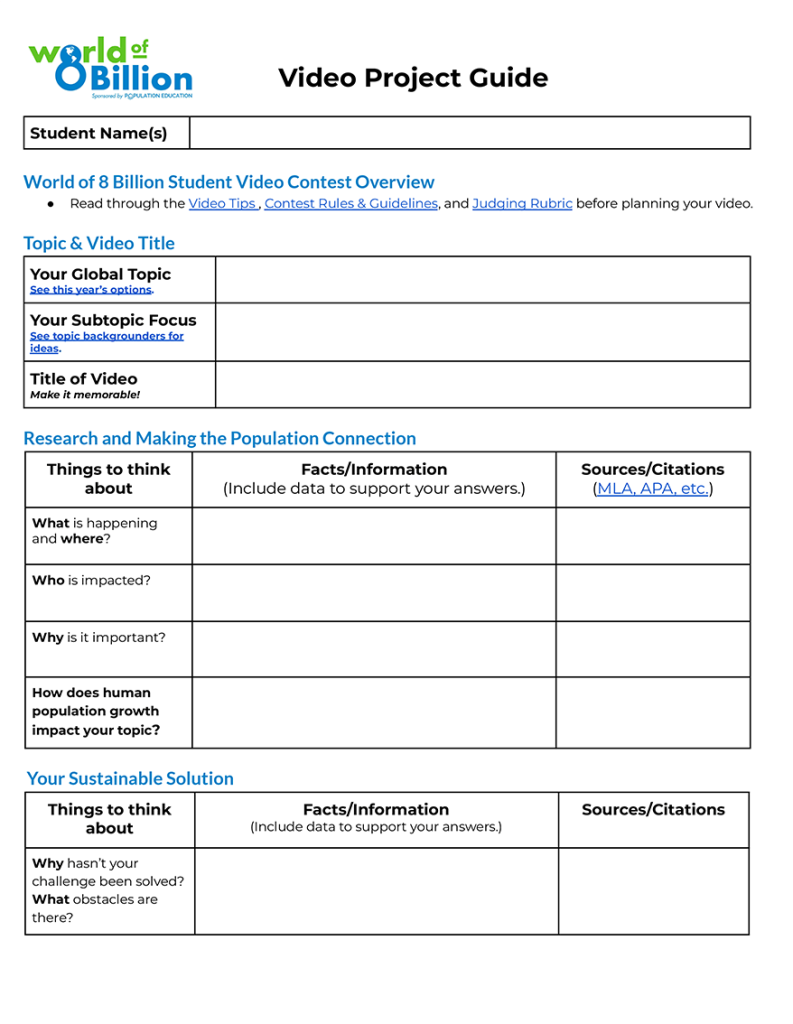 Getting Started on Your Video Submission | World of 8 Billion